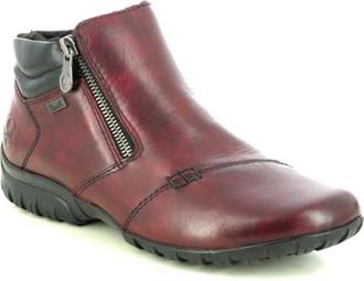 Rieker L4655 Bottines imperméables à double fermeture éclair pour femme, Rouge, 6.5 UK Wide