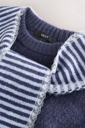 Next Strickpullover Strickpullover mit Spitzenbesatz und Schal (2-tlg)
