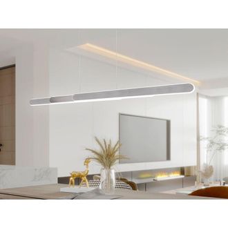 Trio Leuchten LED Pendelleuchte HELIOS Silber dimmbar & ausziehbar, max. Breite 130cm