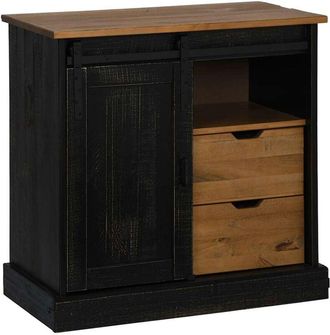 vidaXL Sideboard halden mit Schiebet&uuml;r Schwarz 80x40x80 cm Massivholz - Vidaxl