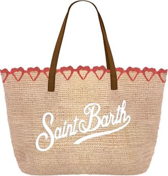 MC2 Saint Barth Femme, Sacs, Beige, Taille: ONE Size Raffia Mid Beach Bag