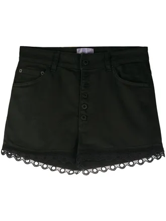 Dondup short en jean &agrave; d&eacute;tail doeillets - Noir