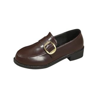 Generic Mocassins d&eacute;contract&eacute;s &agrave; bout rond pour femme - &Eacute;l&eacute;gants - Couleur unie - Classique - Talons &eacute;pais - L&eacute;gers et confortables - Chaussures de marche pou