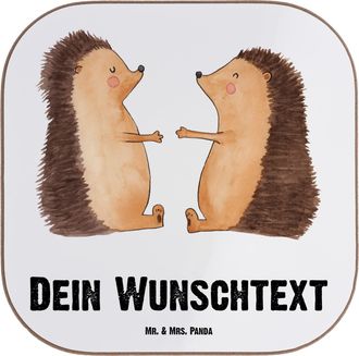 Mr. & Mrs. Panda Personalisierter Untersetzer Igel Liebe - Personalisierte Geschenke, Geschenk, Freundin, Personalisieren, Glasuntersetzer, Hochzeitstag, Filzuntersetz