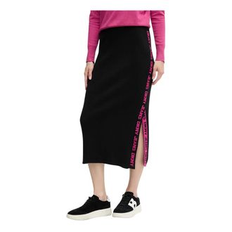 DKNY Dkny - Jupe mi-longue &agrave; rayures logo - Femme - Jupes - Noir - Taille: 36 FR