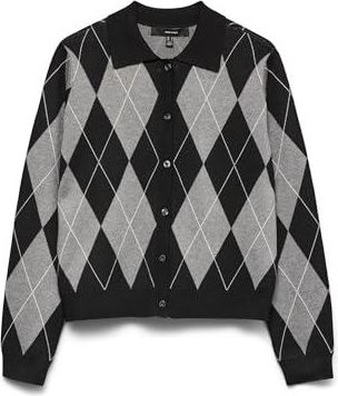 Vero Moda Vero Moda Vmmilano Ls Poloneck Cardigan VIP, Noir, L Femme