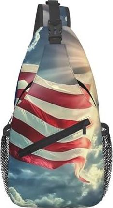 Generic Sac &agrave; dos &agrave; bandouli&egrave;re avec motif aigle patriotique avec drapeau am&eacute;ricain pour homme