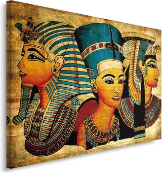Feeby Bilder &Auml;gypten Nofretete Hieroglyphen XXL 120x80 cm Wohnzimmer Schlafzimmer B&uuml;ro Flur K&uuml;che Wandbilder Modern Bild auf Leinwand Wanddekoration Kunstdr