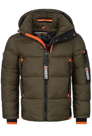 Geographical Norway FvS Production H-H Veste dhiver parka pour hommes, avec doublure chaude et matelass&eacute;e, pour lext&eacute;rieur, kaki, XXL