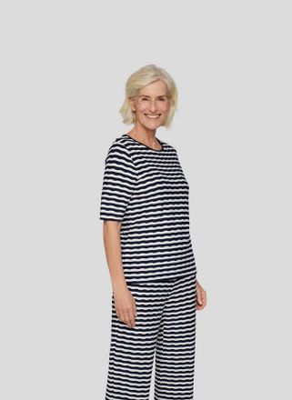 Rabe Rundhalsshirt im Streifen-Look und in Struktur-Optik