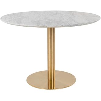 M&S Collection M&s - Table &agrave; manger ronde piza - Effet marbre blanc et pied laiton dor&eacute;-Diam&egrave;tre 110 cm
