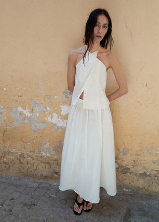 Mango Jupe midi &eacute;vas&eacute;e &eacute;cru - Femme - 32 - MANGO