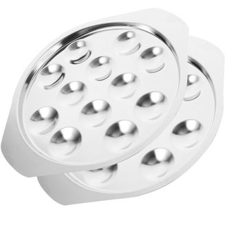 Angoily 2 St&uuml;cke Schneckenpfanne, Meeresfr&uuml;chte Werkzeug Set 12 L&ouml;cher Schneckenpfanne Schneckenschale Schnecken Pfanne Escargot Teller Edelstahl Speisentelle