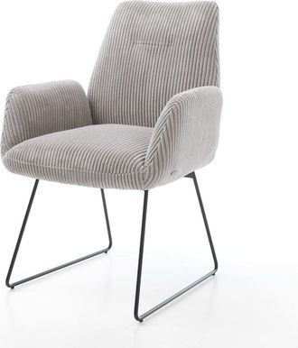 DELIFE Esszimmerstuhl Zoa-Flex Cord Silbergrau Kufengestell Schwarz Taschenfederkern, Esszimmerstühle