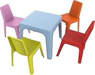 Resol Kinder Julieta Set von 4 Stühle und 1 Tisch, Kunststoff, Polypropylen, Mehrfarbig, 60 x 51 x 78 cm, 5 Stück