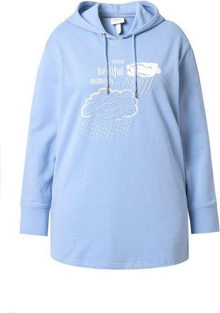 Ulla Popken Sweatshirt Hoodie Zierperlen Kapuze Langarm Biobaumwolle