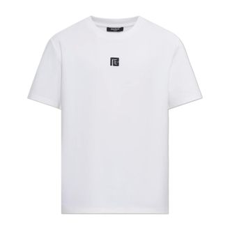 Balmain Homme, Tops, Beige, Taille: 2XL T-shirt avec logo brod&eacute;