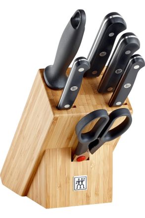 Zwilling Messerblock Zwilling Gourmet, Braun, Schwarz, Silber, Holz, Metall, Kunststoff, 7-teilig, Bambus, Kochen, K&uuml;chenmesser, Messersets