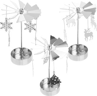 Minkissy Drehbarer Metall Teelichthalter Mit Schneeflocken Und Weihnachtsbaum - Kreativer KerzenstäNder FüR Tischdekoration Ideal FüR Feiertage Und Hochzeiten 