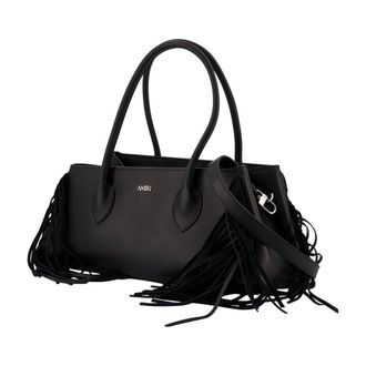 Amiri Fringe Honey Calfskin Leather Shoulder Bag - Black