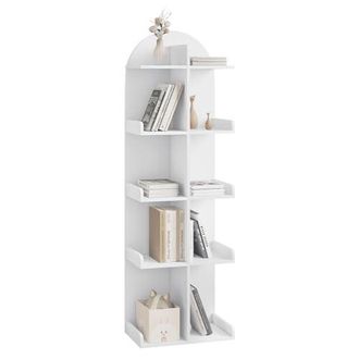 Woltu Bibliothèque avec 10 Étagères 5 Niveaux, Étagère sur Pied avec Design Ouvert, Rangement CD/DVD, Étagère pour Bureau, Salon, Chambre à Coucher, en Bois