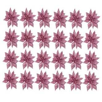 Cabilock Alipis 24 St&uuml;ck Kleiner Weihnachtsblumen Dekor 10cm Goldglitzernde Selbstgemacht Girlande aus Rattan Handgefertigte Weihnachtsbaumschmuck und Kranzdek