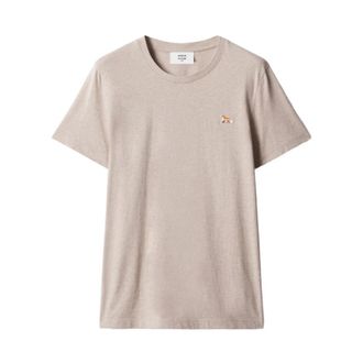 Maison Kitsun&eacute; Fox Patch Crew Neck T-Shirt - - Tops - Damen - Beige - M