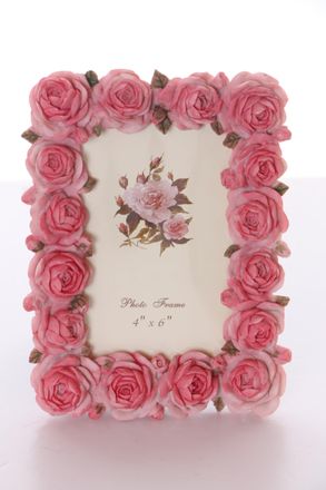 Kawaii-Story BM-017 Rosen Dekor Barock Romantisch Landhaus Stil, Foto-Bilderrahmen Dekoration, Fotogr&ouml;&szlig;e 10x15cm (4x6zoll), Rosa