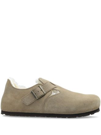 Birkenstock London Shearling Suede Leather Slippers
