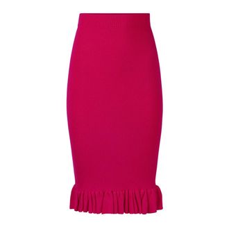 Nina Ricci Femme, Jupes, Rose, Taille: 44 FR Jupe Midi P&eacute;plum &agrave; Volants