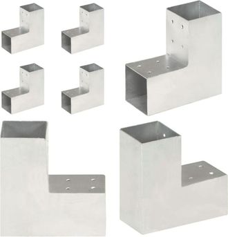 vidaXL Pfostenverbinder 4 Stk. L-Form Verzinktes Metall 81 x 81 mm - Pfostenverbinder - Pfosten-Verbindungsst&uuml;ck - Home & Living - Silber