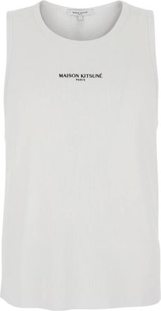Maison Kitsun&eacute; Homme, Pulls, Blanc, Taille: L Paris Ribbed Tank Top