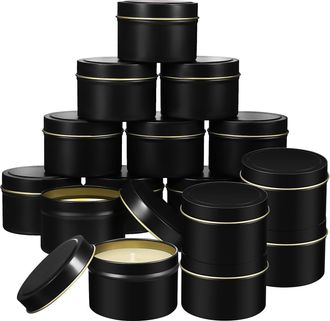 Artibetter Angoily 24 Stück Runde Schwarze Kerzendosen aus Blech für DIY Kerzenherstellung Langlebige Metallbehälter mit Großer Kapazität Vielseitig für Kerzen G