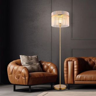 Globo Lighting Lampadaire Lampe de salon Lampe de chambre à coucher Lampe de salle à manger Lampe dappoint, métal barres de verre or, led 7W 630Lm blanc chaud, h