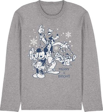 Disney Mickey Mouse Vintage Merry, Bright and Tied Up in Lights Unisex-Langarm-T-Shirt, Athletic Heather, Athletic Heather, XXL