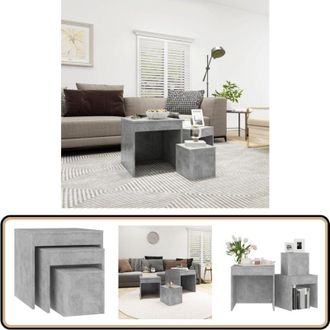 vidaXL Vidaxl - Satztische 3-tlg. Betongrau Holzwerkstoff - Couchtisch - Setztische - Nighstand - Holzwerkstoffm&ouml;bel - Beistelltischset