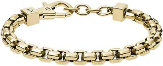 A|X Armani Exchange Bracelet Pour Homme, Longueur Intérieure : 185-205mm / Taille Des Maillons De La Chaîne : 8X8X4mm Bracelet En Acier Inoxydable Doré, AXG0046710