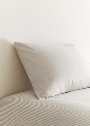 Mango Taie doreiller enfant coton lin &agrave; rayures 50 x 75 cm sable - Home - 50x75cm - MANGO HOME