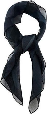 TigerTie Foulard en mousseline fine pour femme - Couleur unie - Dimensions : 58 x 58 cm, noir de pêche, One Size