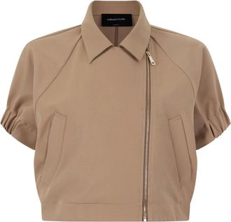 Fabiana Filippi Femme, Vestes, Brun, Taille: 36 FR Veste Courte Beige Zipp&eacute;e
