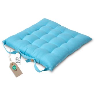 Homescapes Stuhlkissen 40x40 cm hellblau - Sitzkissen Outdoor/Indoor mit Baumwollbezug, Sitzpolster waschbar und Oeko-TEX-Zertifiziert f&uuml;r Esszimmer-, K&uuml;chen- & 