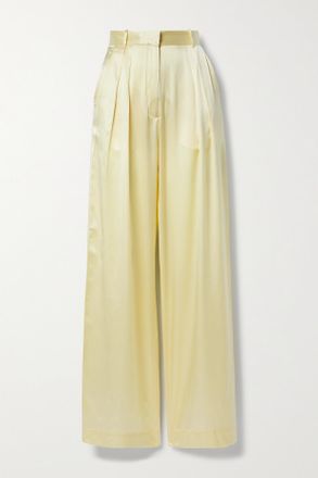 Michael Lo Sordo Hose Mit Weitem Bein Aus Seidensatin Mit Falten - Gelb