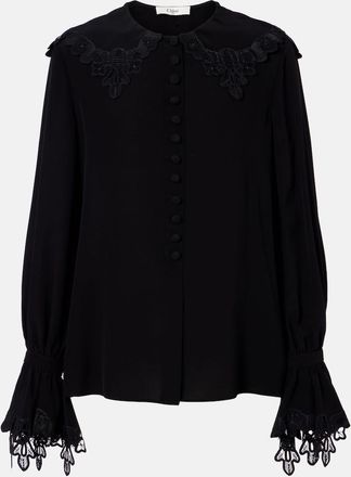Chlo&eacute; Chlo&eacute; Blouse brod&eacute;e en cr&ecirc;pe de chine et soie