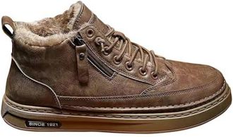 Generic Bottines en Peluche en Cuir PU Homme, Bottes de Neige Courtes Chaudes, imperm&eacute;ables et antid&eacute;rapantes pour lext&eacute;rieur (41 Kaki)