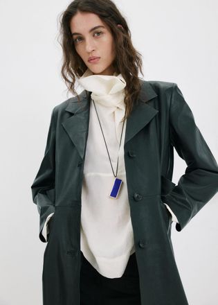 Mango Collier pendentif pi&egrave;ce m&eacute;tallique bleu - Femme - Taille unique - MANGO