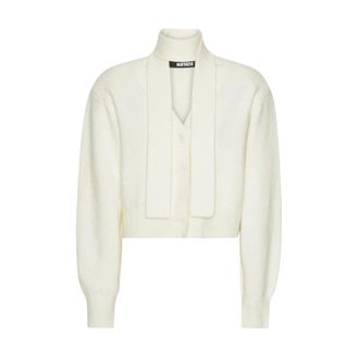 Rotate Knit Scarf Cardigan - - Knitwear - Damen - Wei&szlig; - L