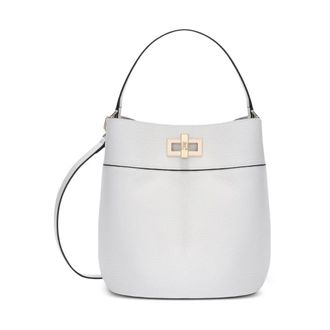 Furla Femme, Sacs, Blanc, Taille: ONE Size Sac fourre-tout &agrave; plaque logo Amelia