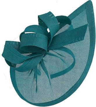 Caprilite Chapeau bibi v&eacute;g&eacute;talien sur bandeau pour mariage, courses hippiques, disque Sinamay sur mesure, bleu sarcelle, Taille unique