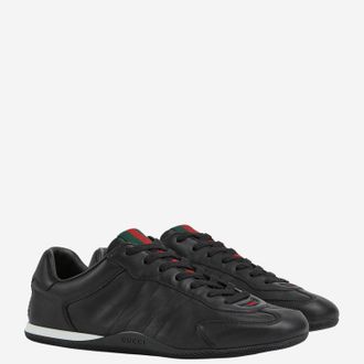 Gucci Mens Leather Shift Sneakers Black Trainers