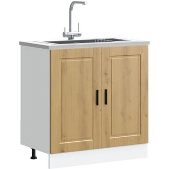 vidaXL Vidaxl - Meuble bas pour &eacute;vier Porto ch&ecirc;ne artisanal bois ing&eacute;nierie